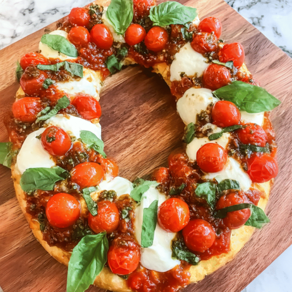Holiday Wreath Pizza: Easy 6-Ingredient Festive Recipe